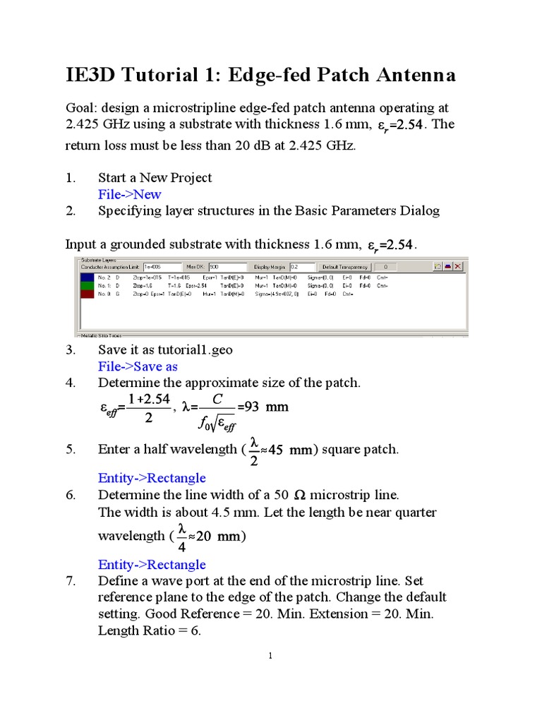 IE3D Tutorial New | PDF | Bandwidth (Signal Processing) | Antenna (Radio)
