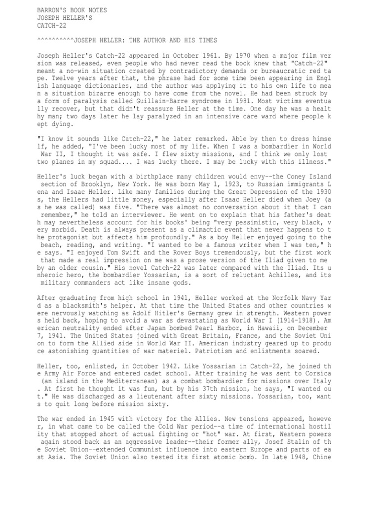 Catch-22 Cliffsnotes | PDF | Armed Conflict | Unrest