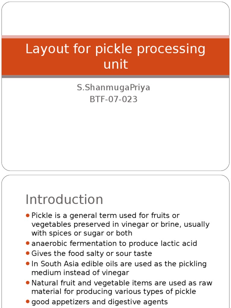 Layout For Pickle Processing Unit | PDF | Pickling | Mango