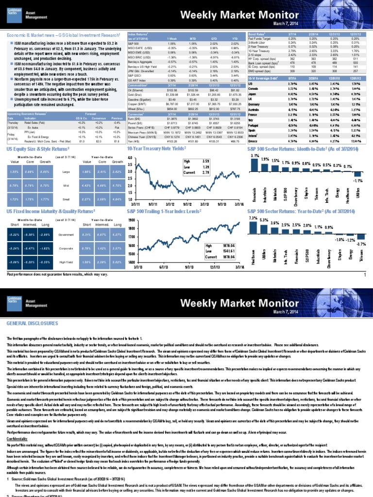 Market Monitor 4 | PDF | Goldman Sachs | Forecasting