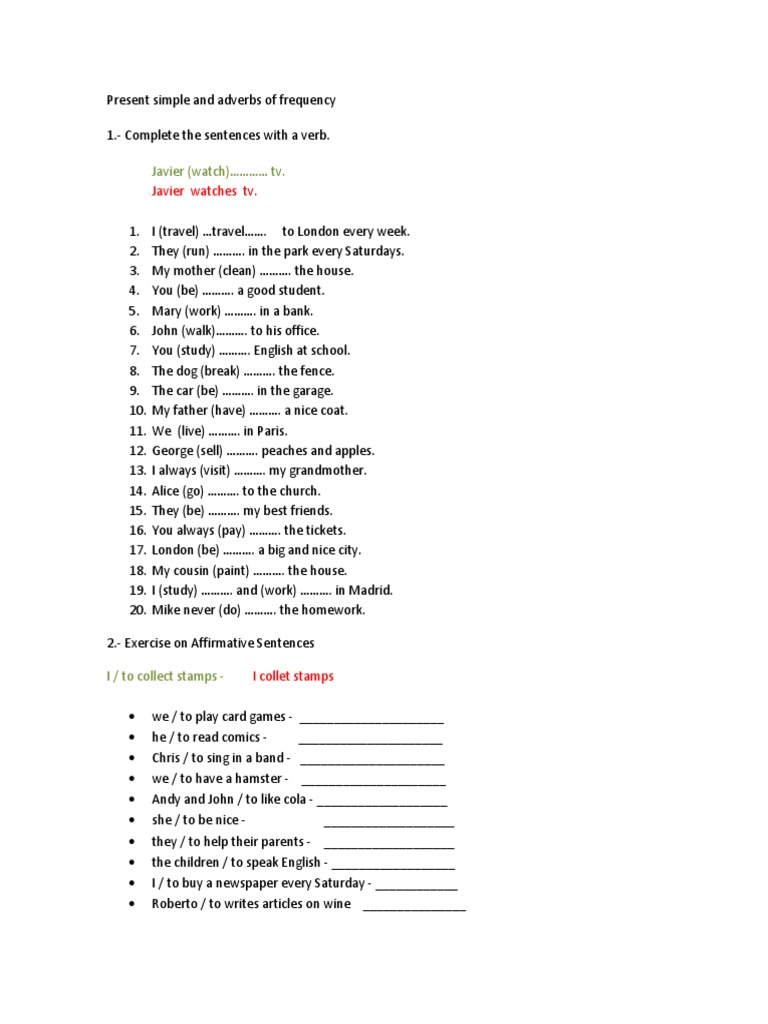 Present Simple and Adverbs of Frequency | PDF | Leisure