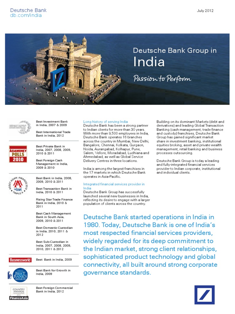 Deutsche Bank India Country Fact Sheet | PDF | Deutsche Bank | Banks