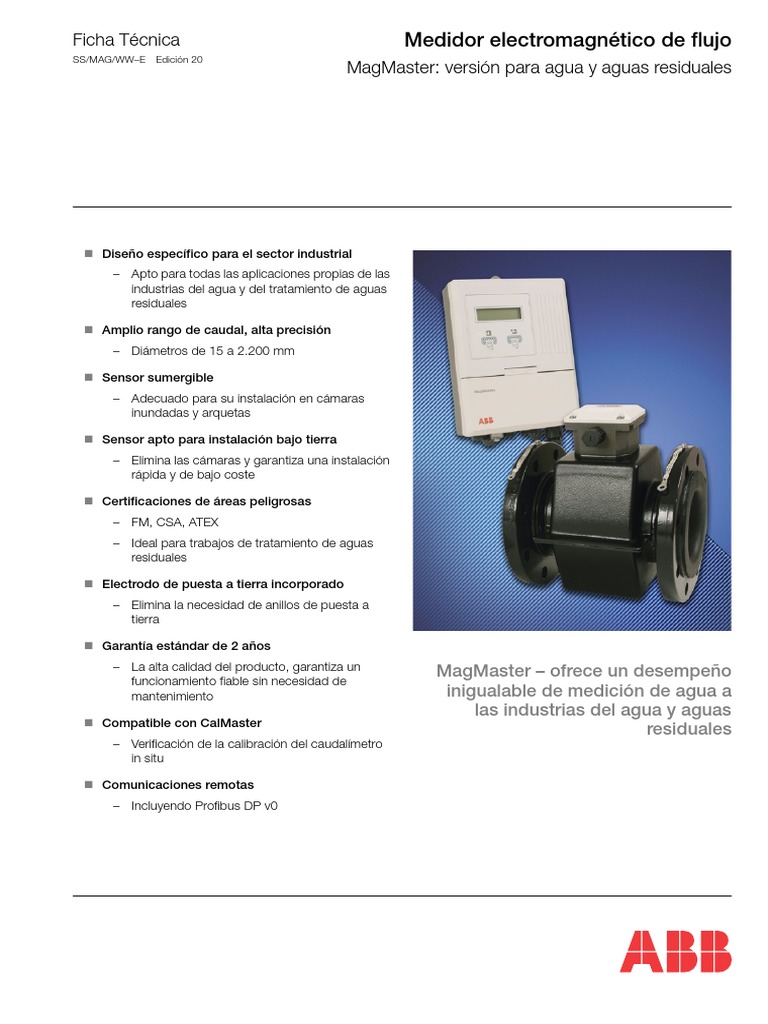 Medidor Electromagnético de Flujo Magmaster ABB - Ww-E - 20 | PDF ...