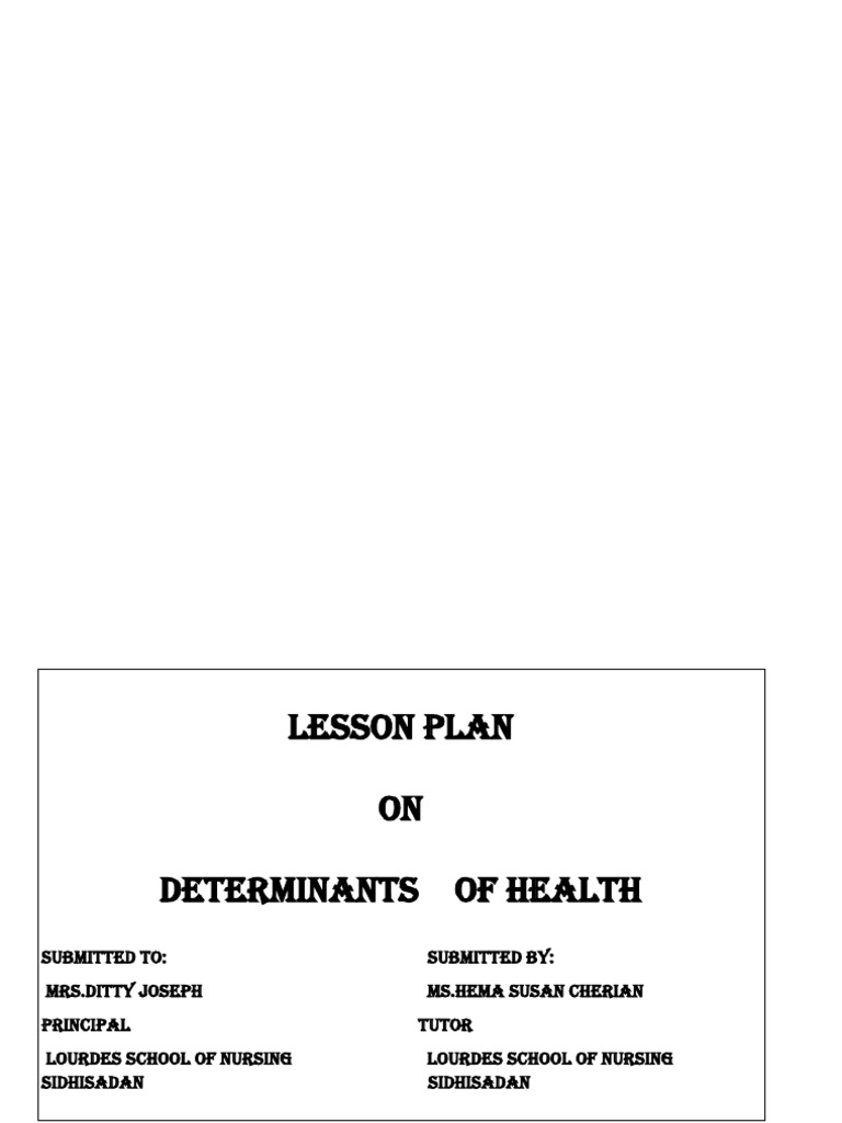 Lesson Plan on Health Determinants | PDF | Lesson Plan | Health Care