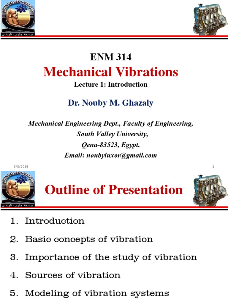 Mechanical Vibrations - Lecture1 | PDF | Resonance | Machines