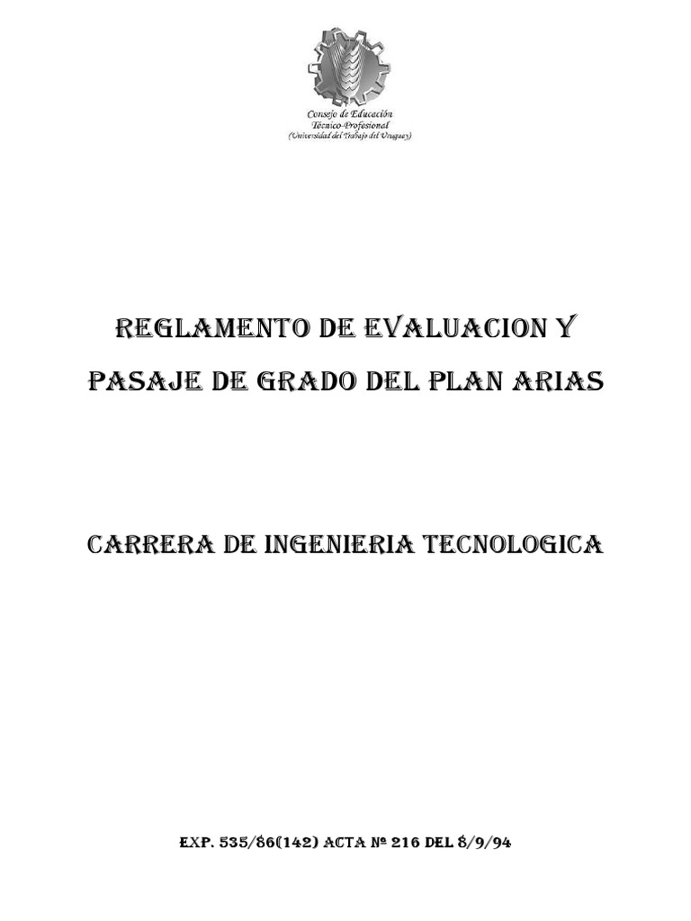 Repag Carrera de Ingenieria Tecnologica Plan 1986 | PDF | Prueba ...