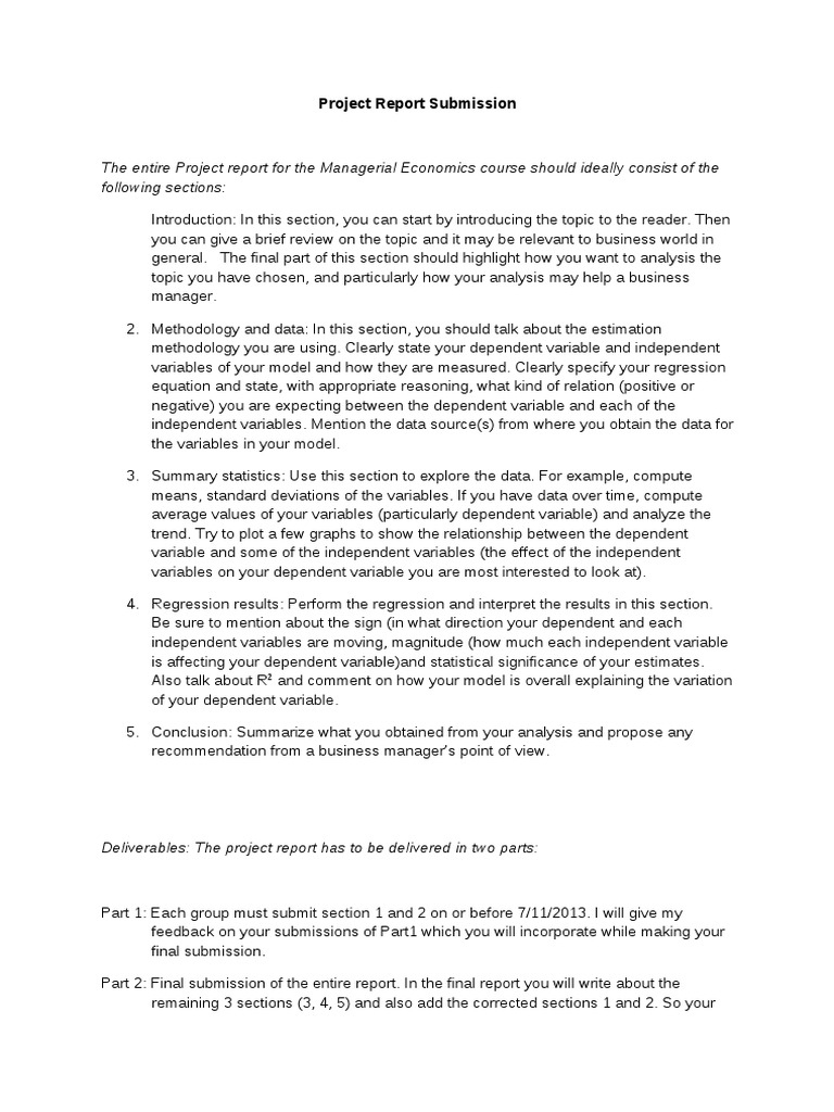Project Report Submission Guidelines | Regression Analysis ...