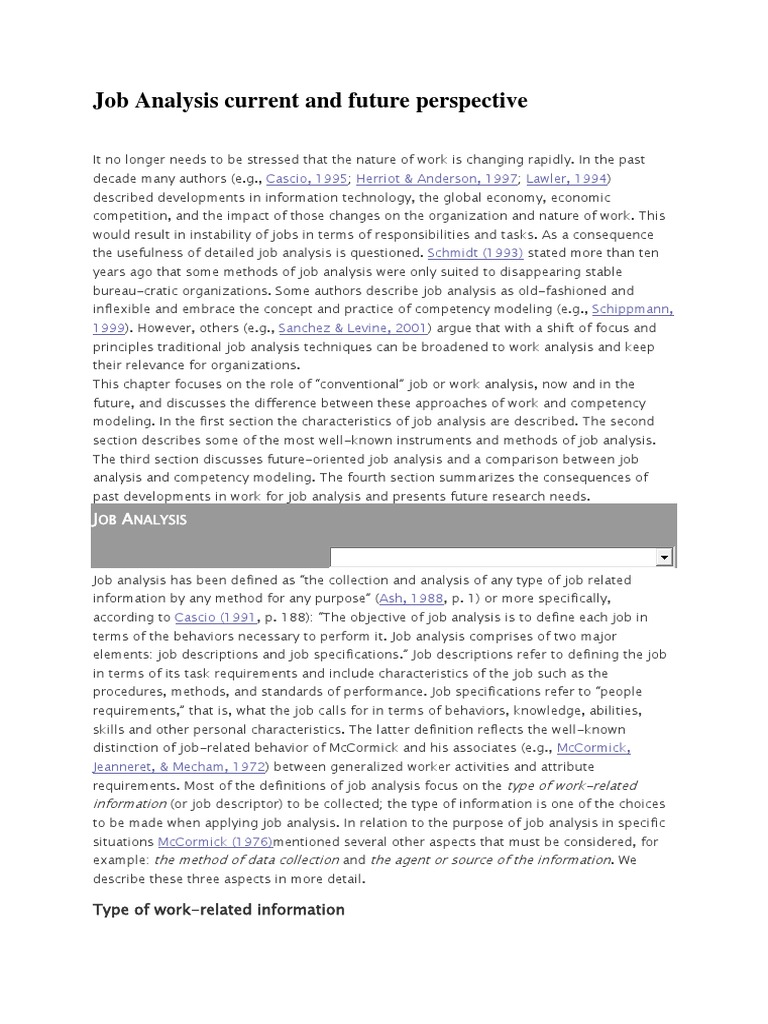 Job Analysis Current and Future Perspective | PDF | Competence (Human ...