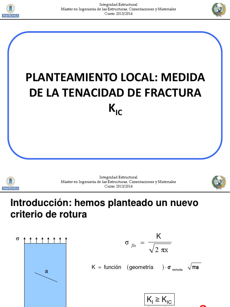 Medida de Tenacidad de Fractura KIC | PDF | Fatiga (material) | Física ...