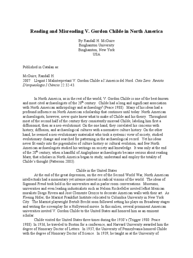 Childe's Impact on North American Archaeology | PDF | Sociocultural ...