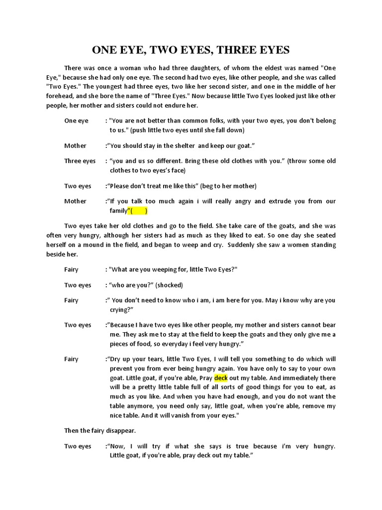 One Eye, Two Eyes, Three Eyes | PDF
