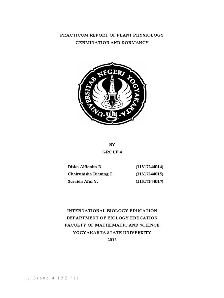 Practicum Report of Plant Physiology | PDF | Seed | Germination