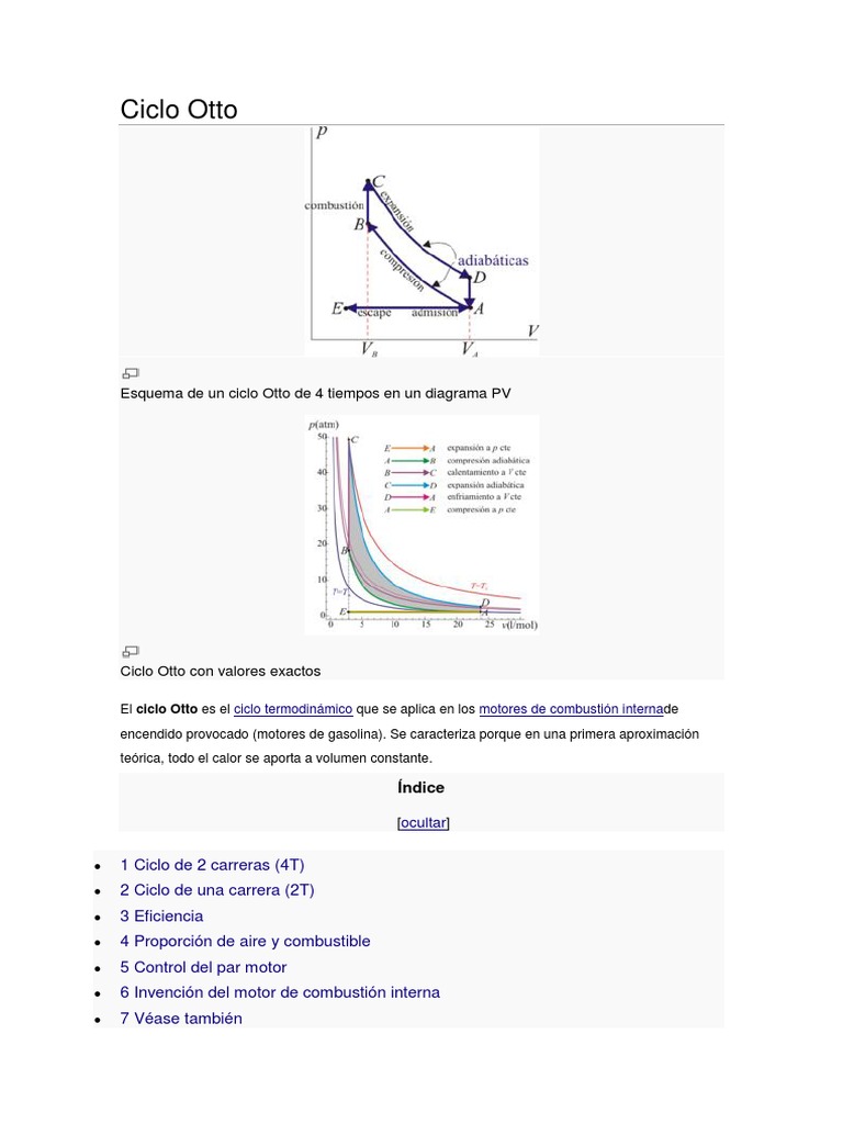 Ciclo Otto | PDF | Motor de combustión interna | Tecnología de vehículos