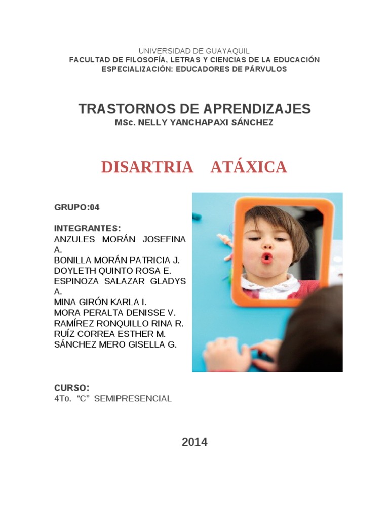 Disartria Atáxica: Conceptos y Tratamientos | PDF | Enfermedades y ...