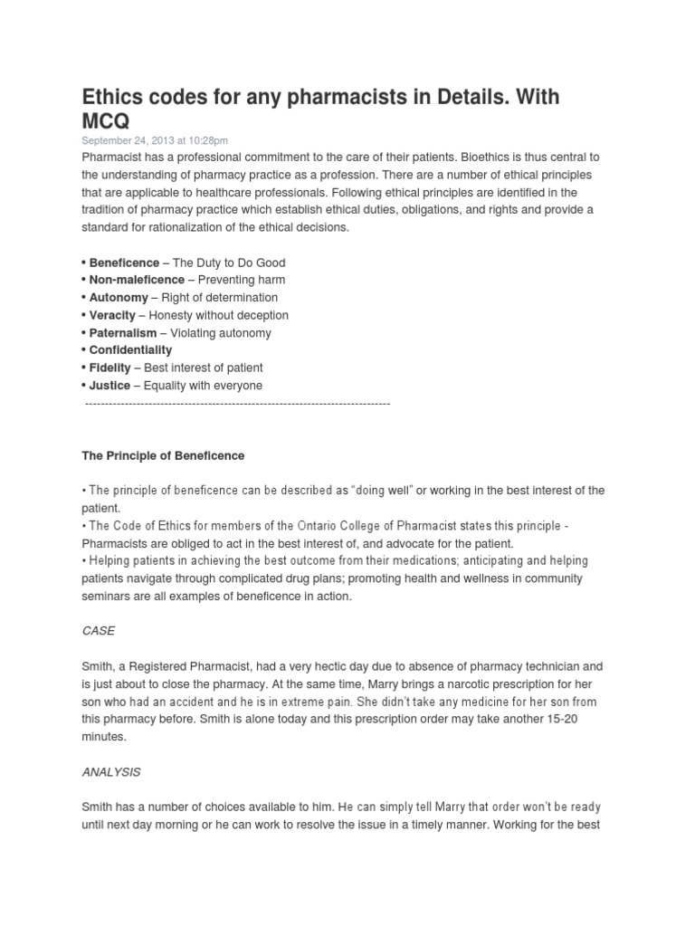 Ethics | Pharmacy | Medical Prescription