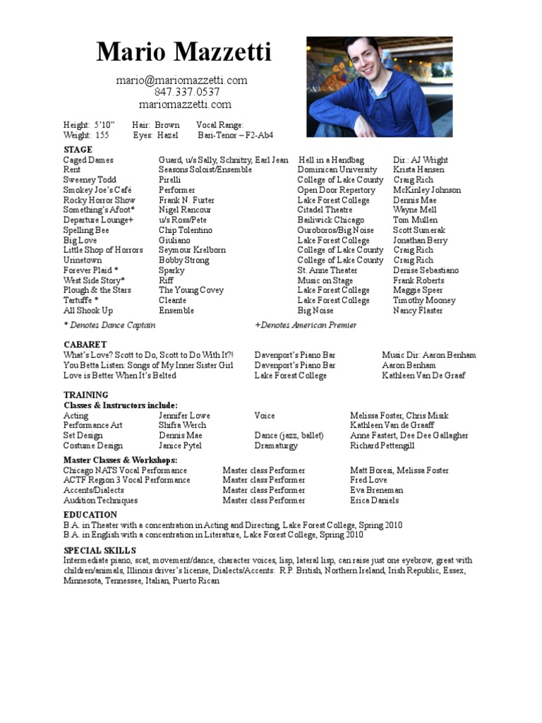 Mario Mazzetti Performance Resume | PDF
