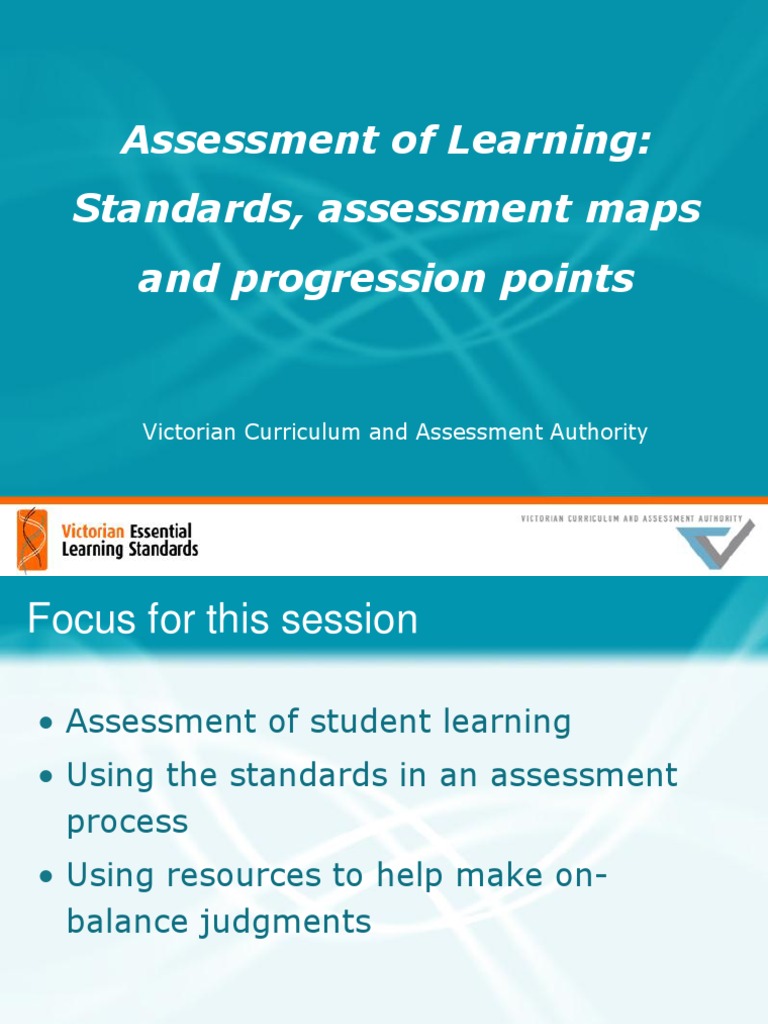 Assessment of Learning: Standards, Assessment Maps and Progression ...