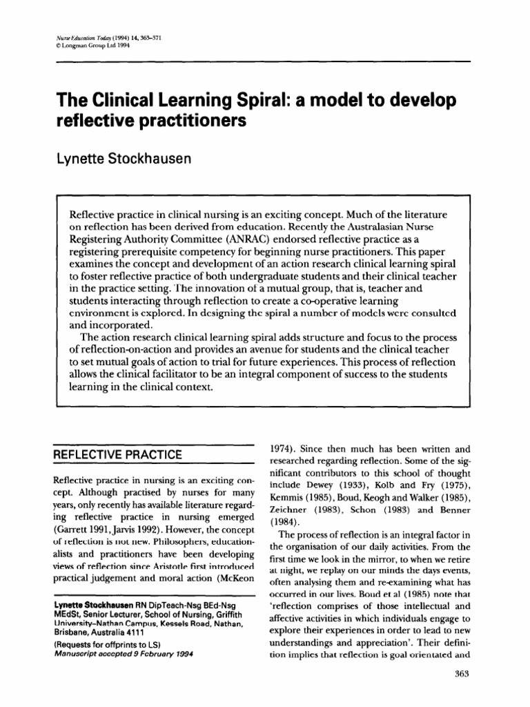 The Clinical Learning Spiral: A Model To Develop Reflective ...