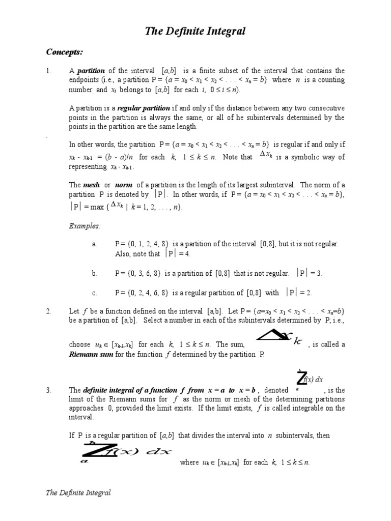 The Definite Integral | PDF | Interval (Mathematics) | Integral