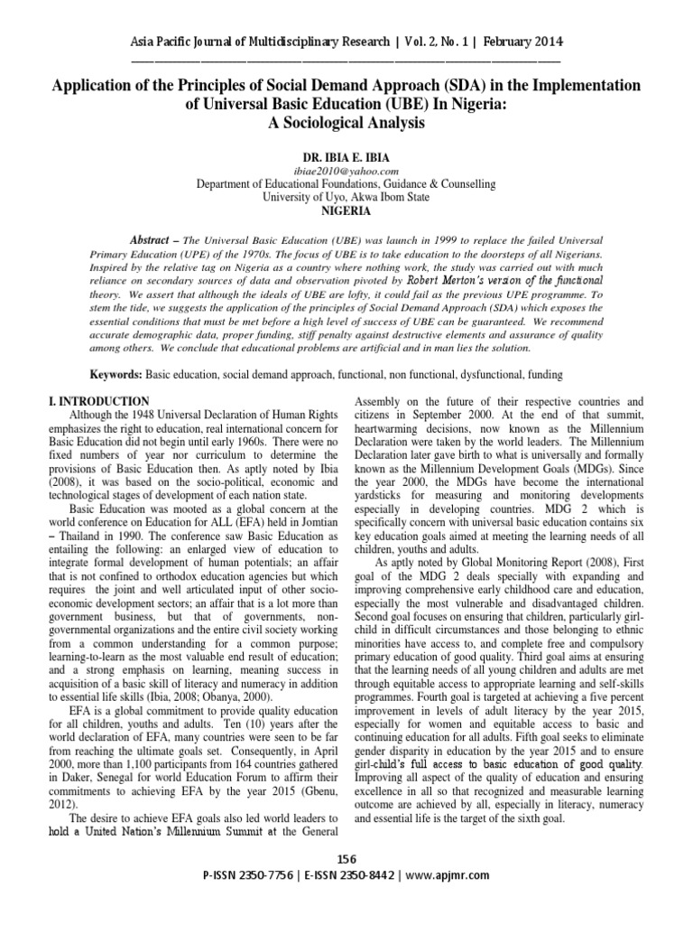 Application of The Principles of Social Demand Approach (SDA) in The ...