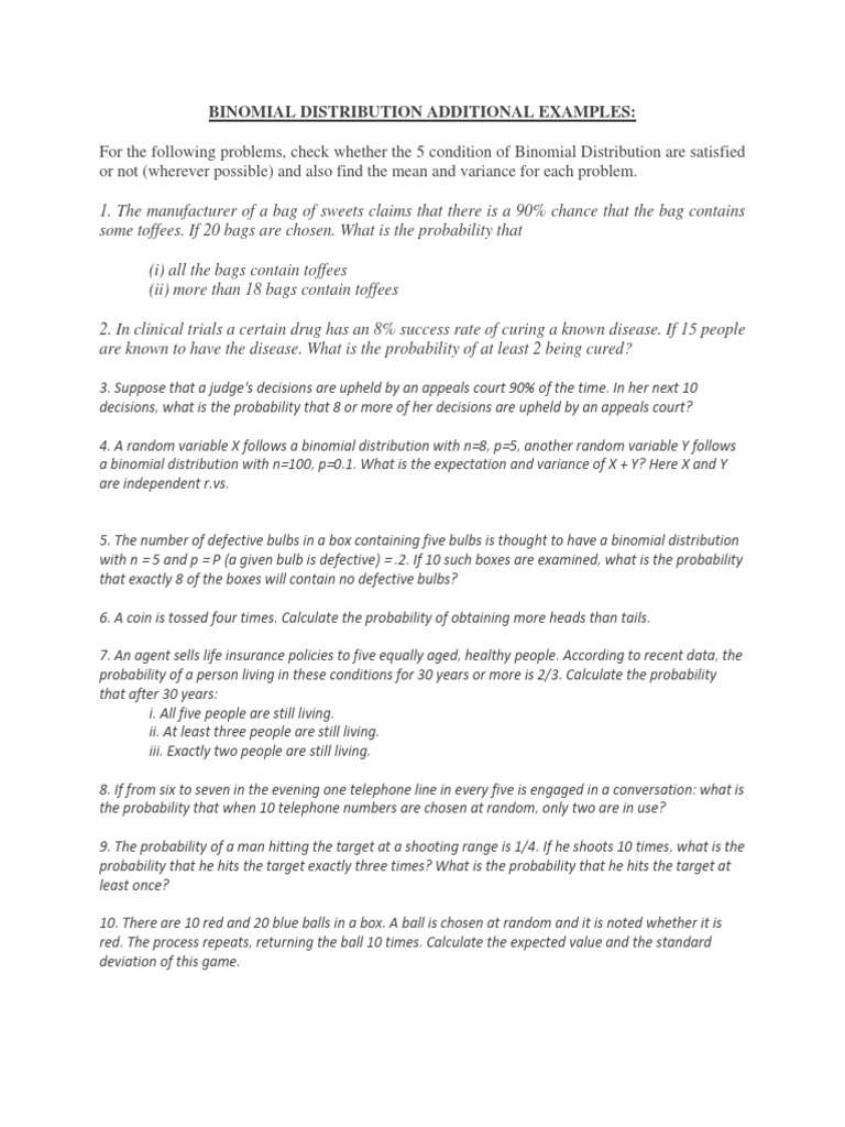 Binomial Distribution Examples Chapter 8 | PDF | Adverse Effect ...