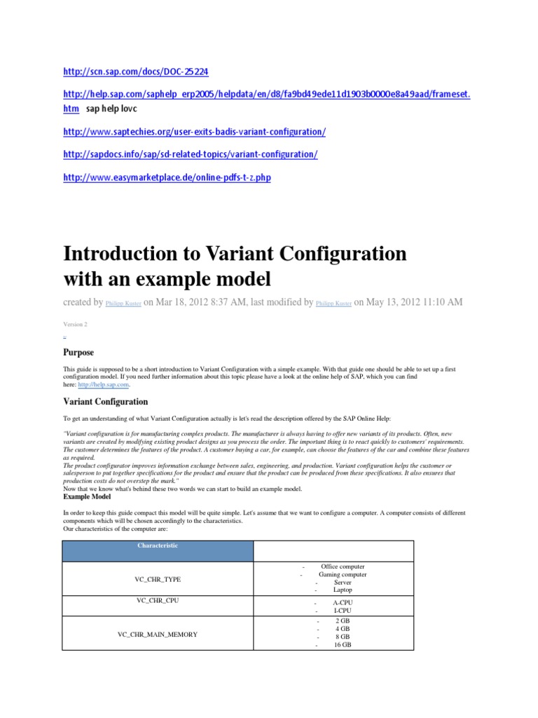 Introduction To Variant Configuration With An Example Model | Download ...