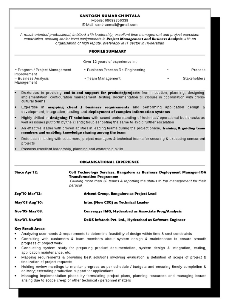 Santosh Resume 21march | PDF | Business | Business (General)