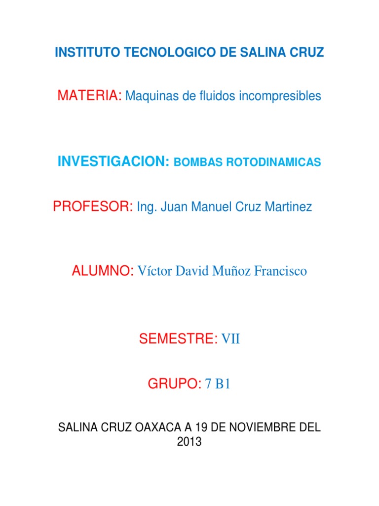 Bombas Rotodinámicas: Funcionamiento y Tipos | PDF | Bomba | Ingeniería ...