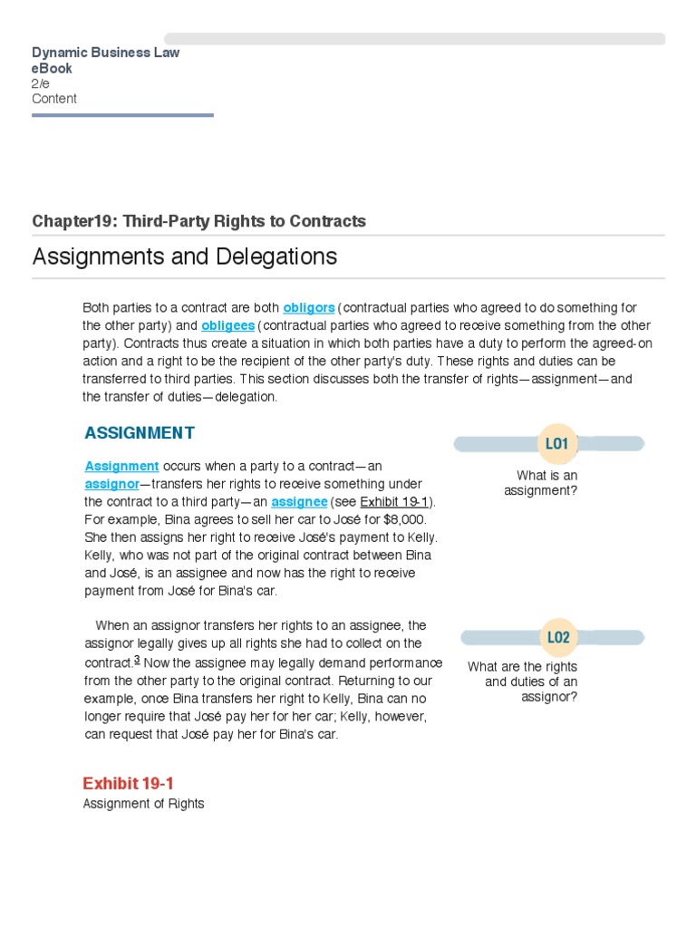 Assignments and Delegations: Chapter19: Third-Party Rights To Contracts | PDF | Assignment (Law ...