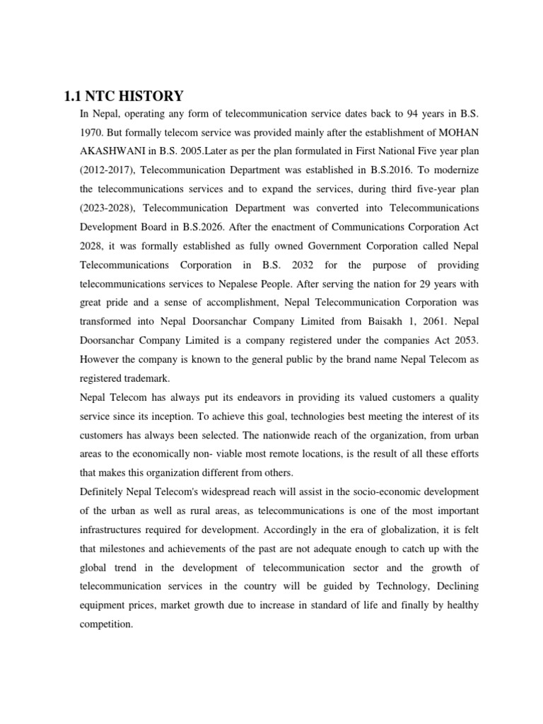 NTC History | Download Free PDF | Nepal | Telecommunication