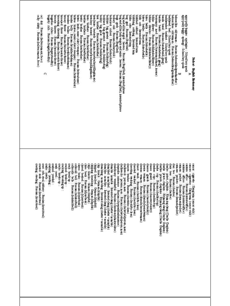Nadsat Dictionary and Glossary | PDF | Religion & Spirituality
