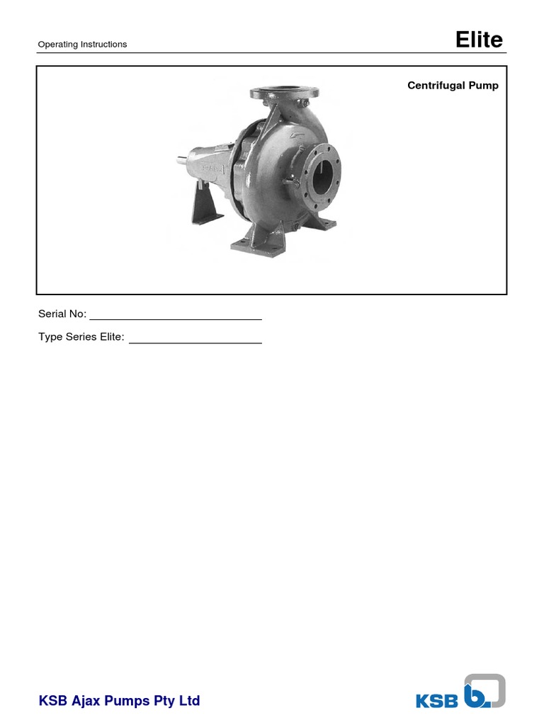 Pump-Elite - Operating Instructions | PDF | Pump | Bearing (Mechanical)