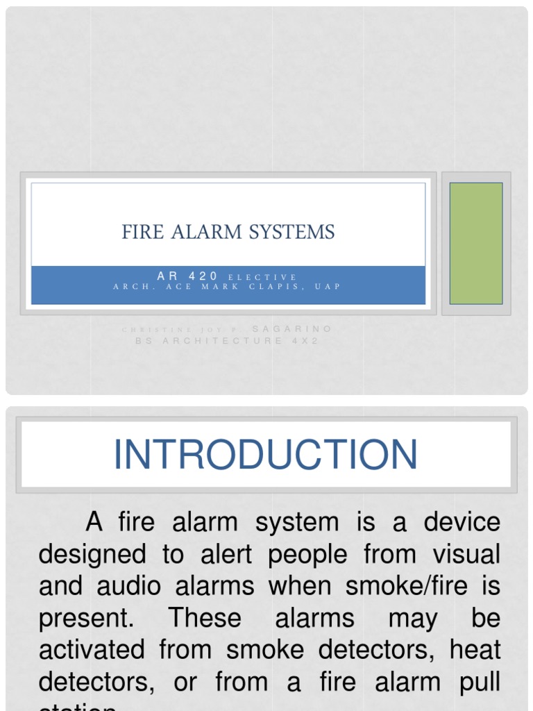 Fire Alarm Systems: Ar 420 Elective Arch. Ace Mark Clapis, Uap | PDF ...