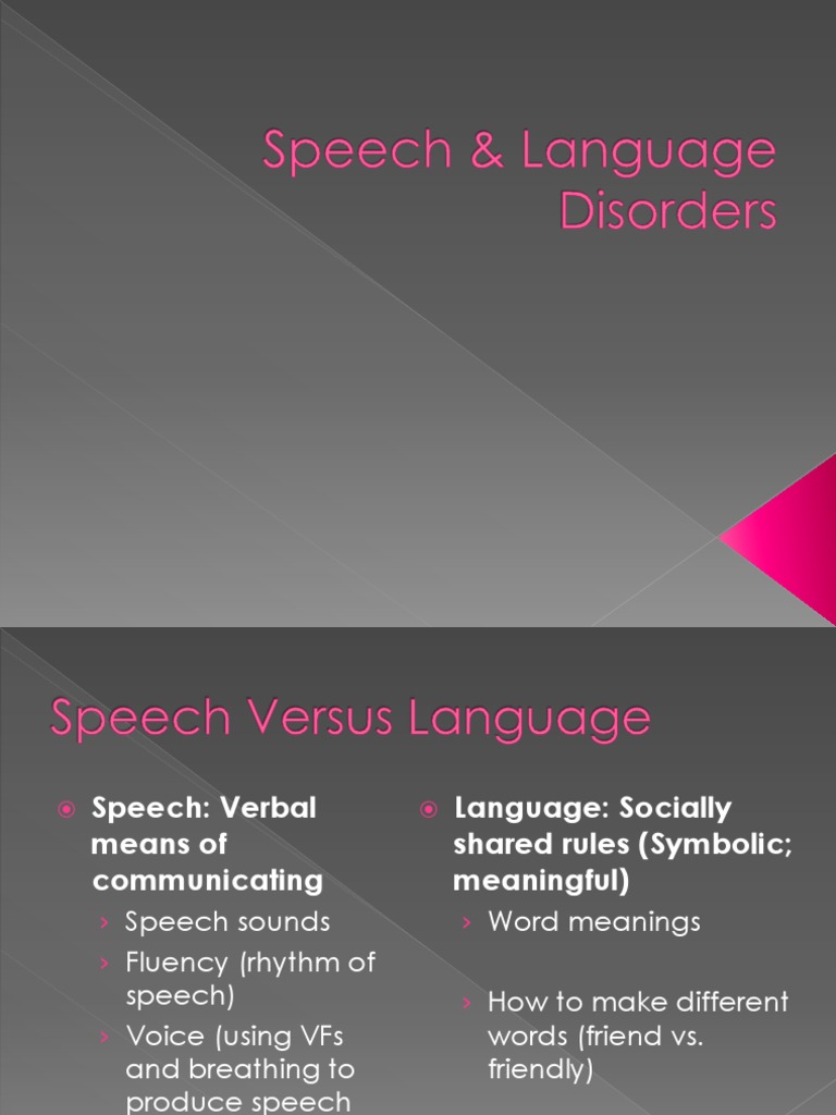 Lecture 13-Speech and Language Disorders | PDF | Speech | Linguistics