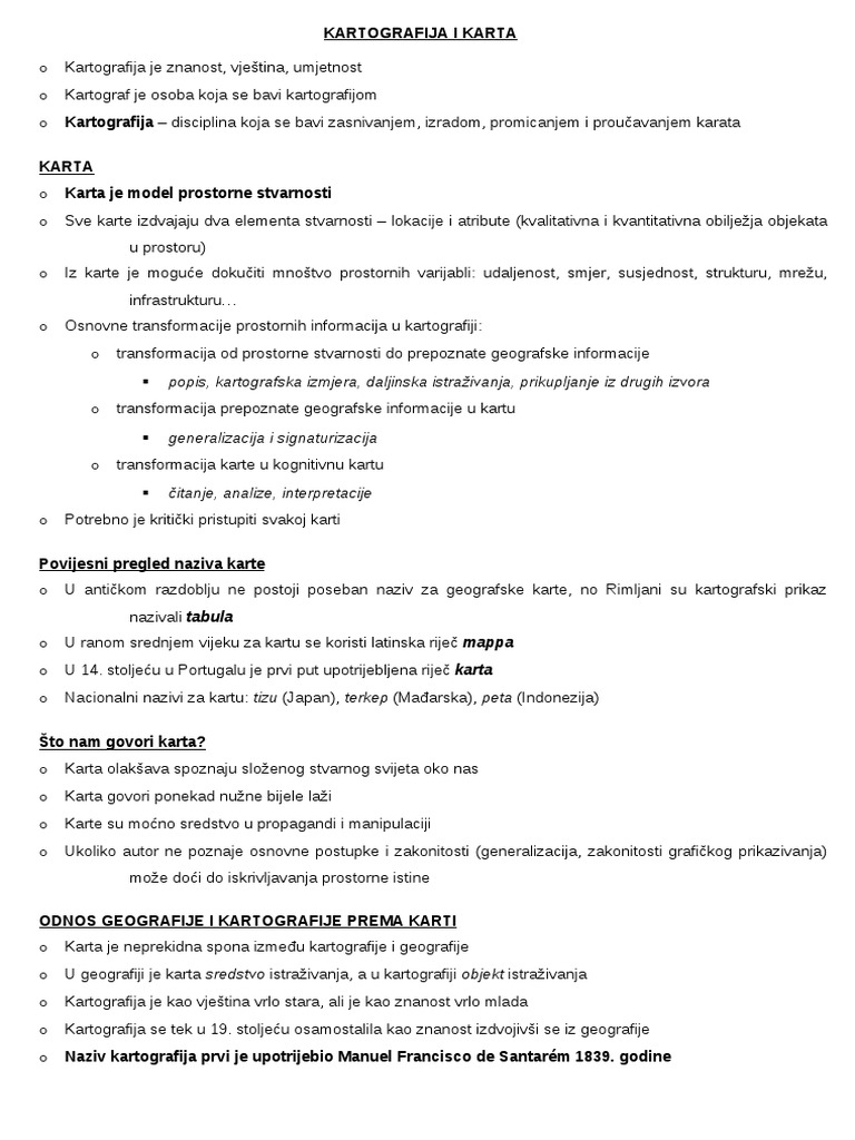 KARTOGRAFIJA - Predavanja - Skripta | PDF