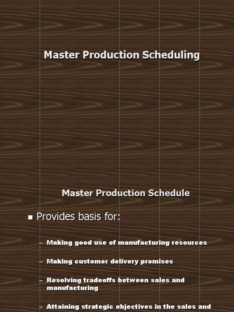 Master Production Scheduling | PDF | Industries | Production And ...