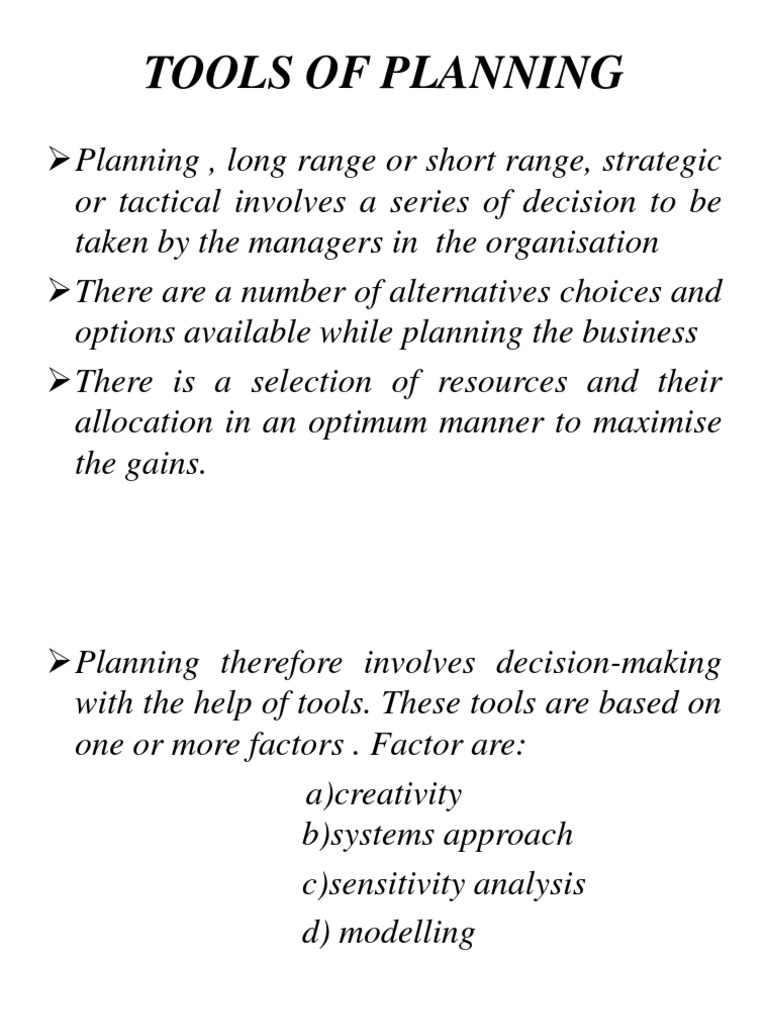 Tools of Planning: Planning, Long Range or Short Range, Strategic | PDF ...