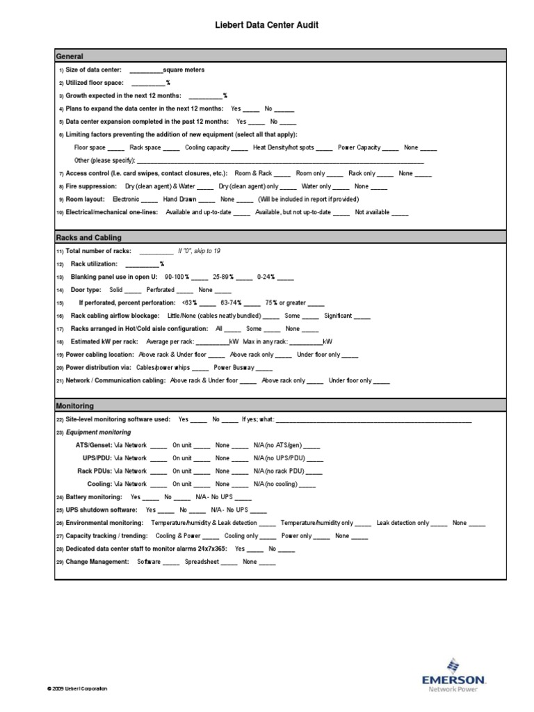 Liebert DCA Form | PDF | Data Center | Electrical Engineering