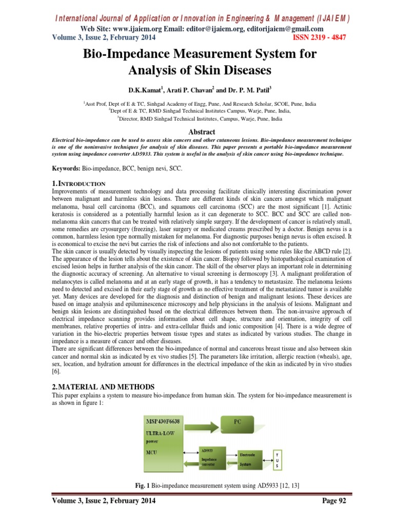 Bio-Impedance Measurement System For Analysis of Skin Diseases | PDF ...