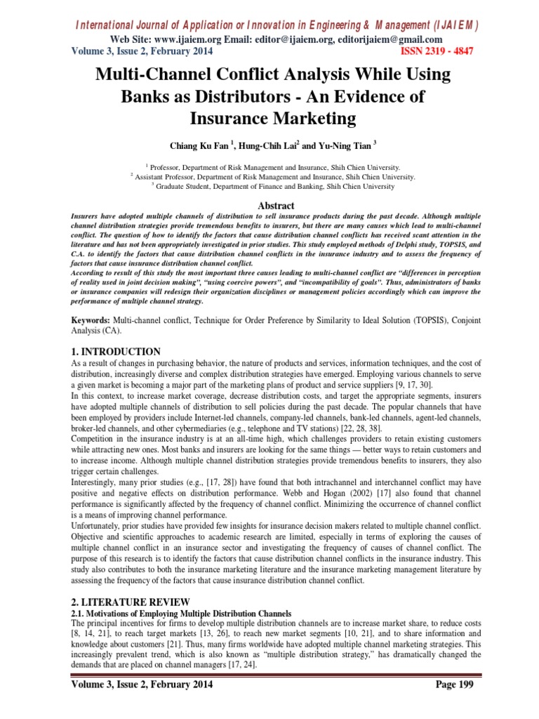 Multi-Channel Conflict Analysis While Using Banks As Distributors - An ...
