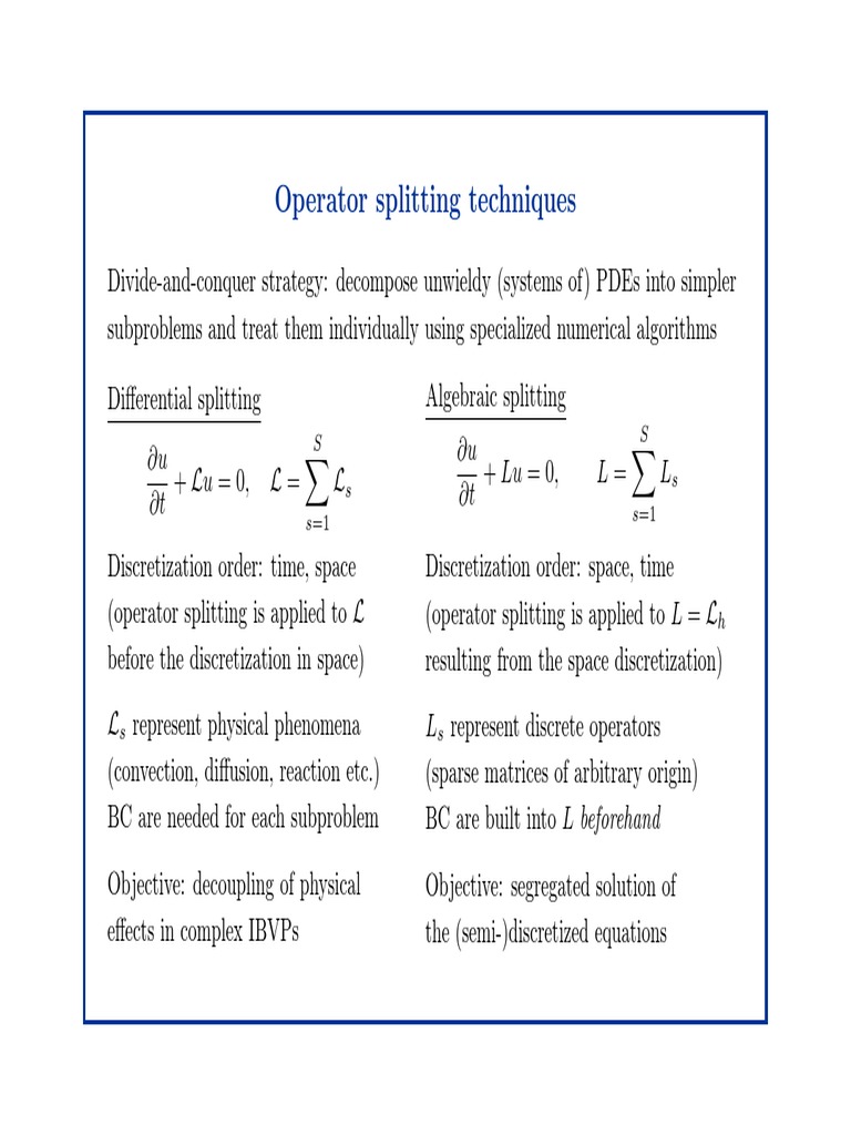 Operator Splitting Techniques: S S S S | PDF | Differential Calculus | Physics