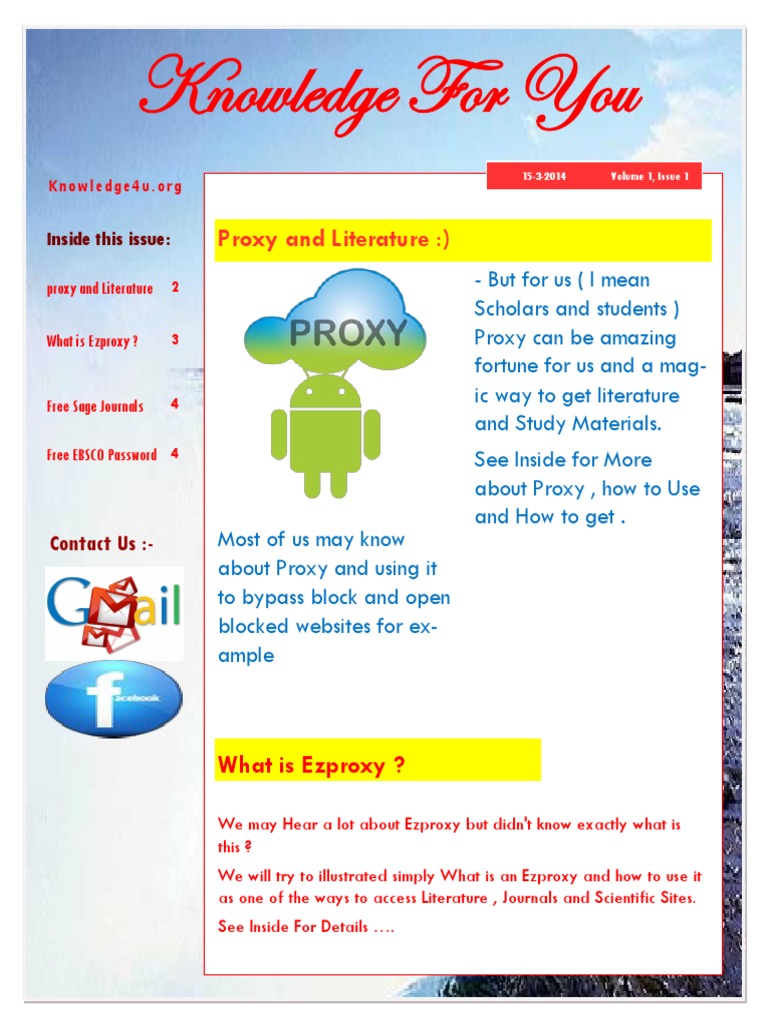 Knowledge For You (Knowledge4u.org) Magazine Volume 1 Issue 1 | PDF | Proxy Server | Cyberspace