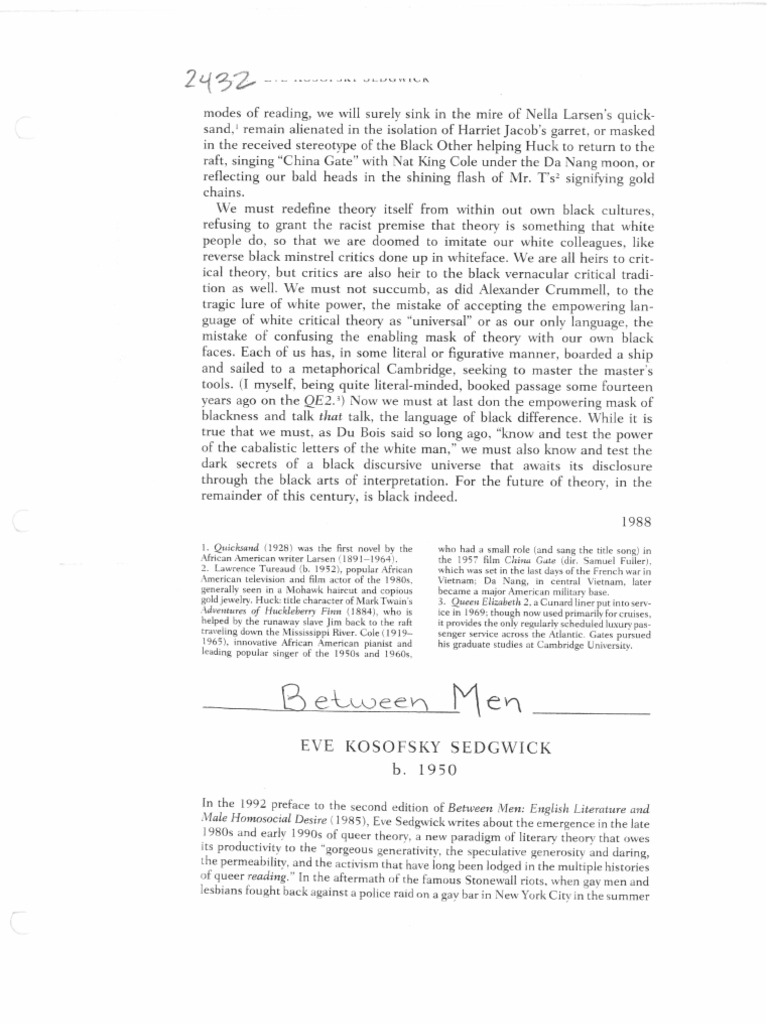 Sedgwick's Homosocial Desire in Literature | PDF
