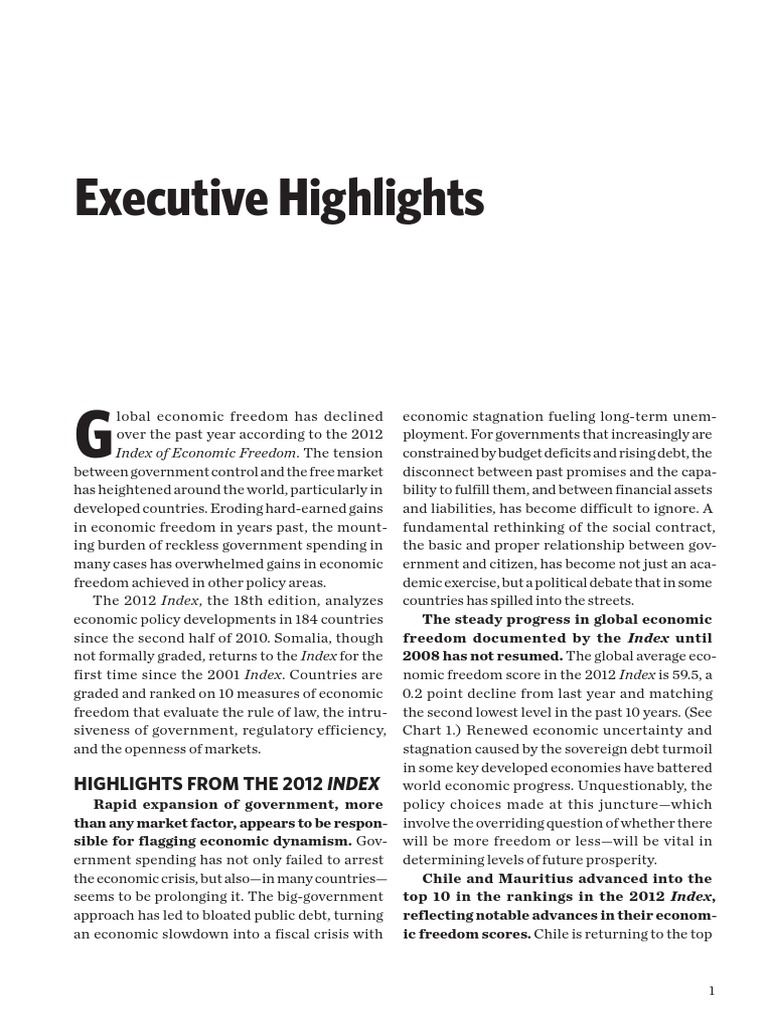 Executive Highlights | PDF | The Heritage Foundation | Economic Growth