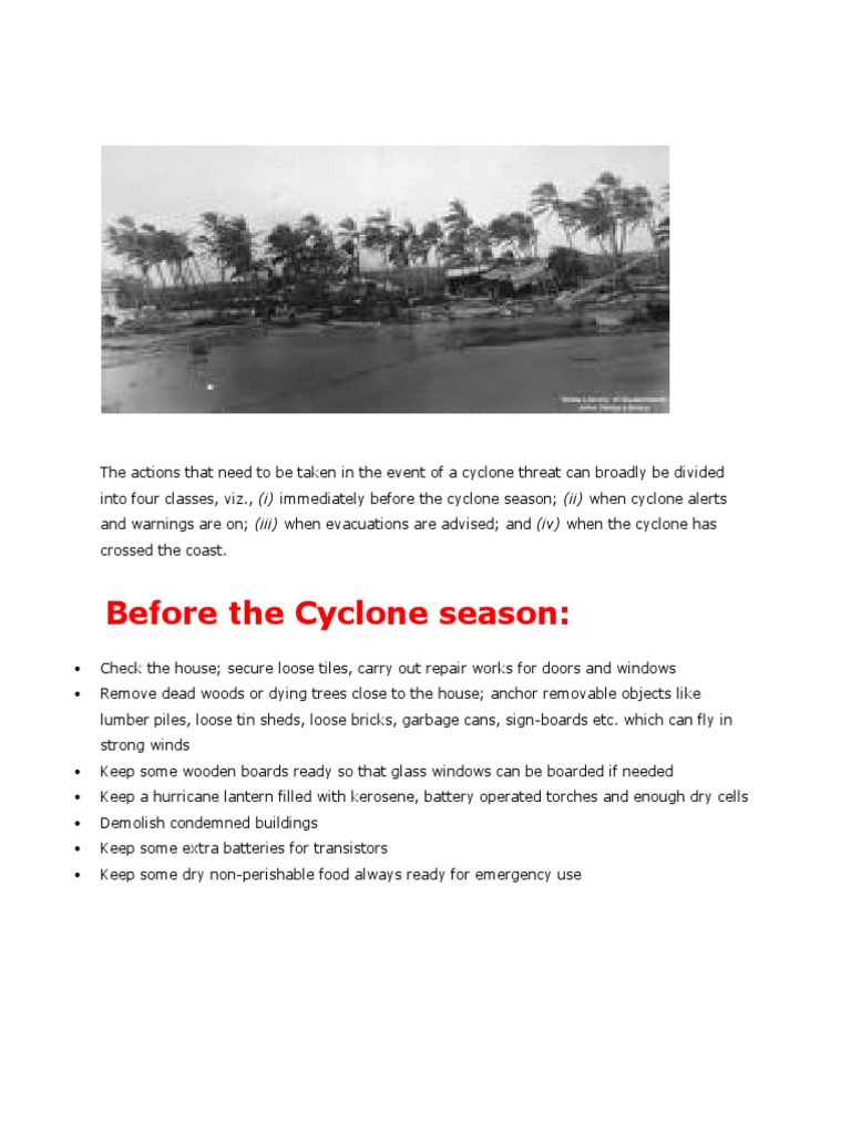 Cyclone Preparedness and Safety Guide | PDF
