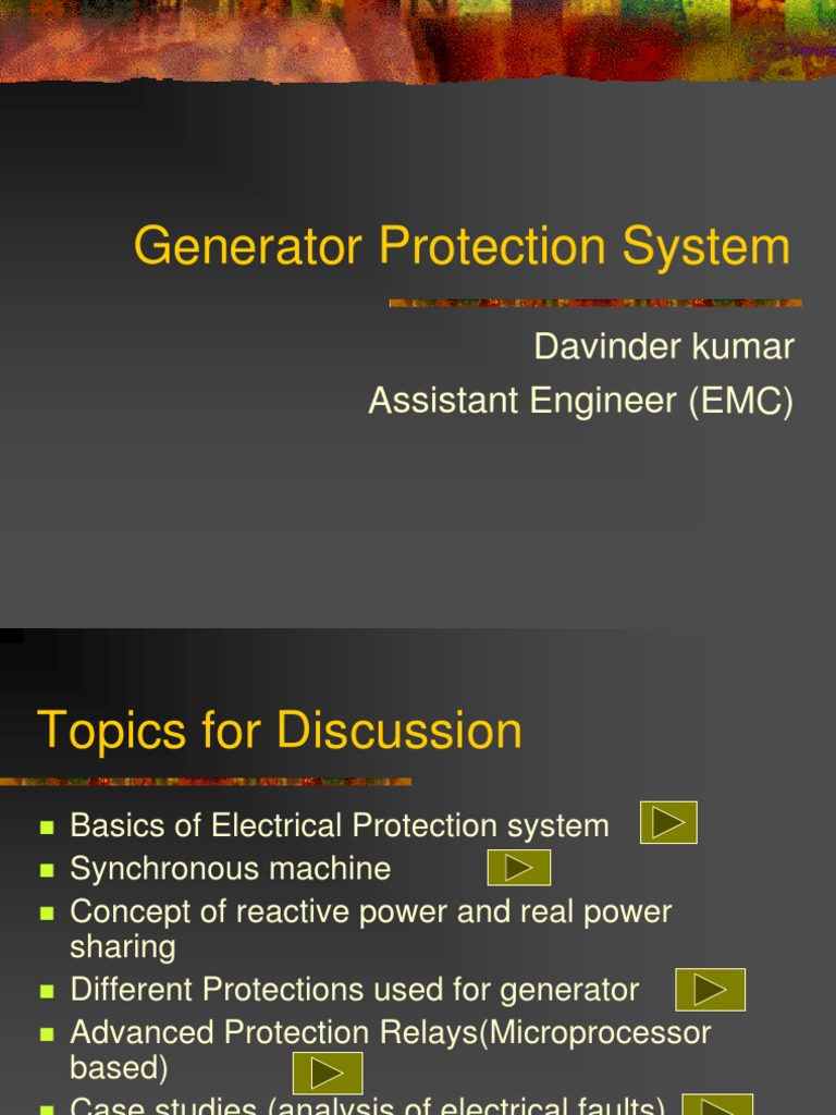Generator Protection System | PDF | Electric Generator | Relay