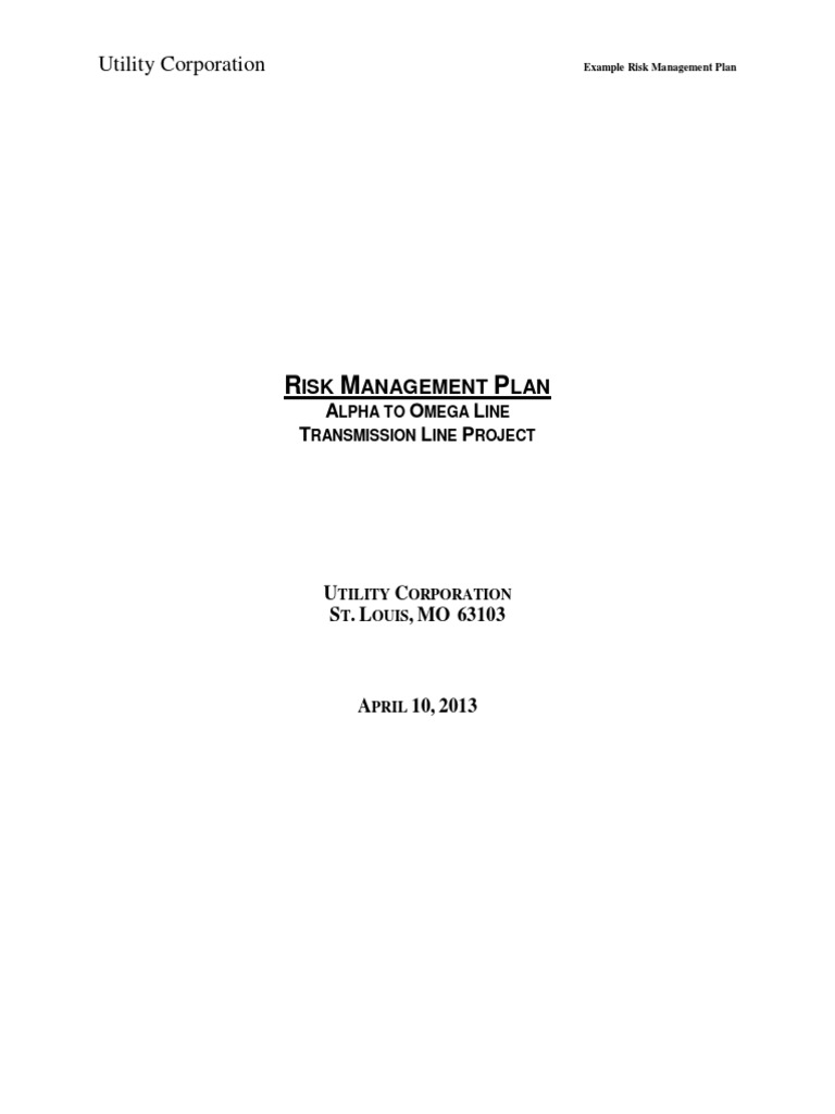 Example Risk Management Plan | PDF | Risk Management | Risk