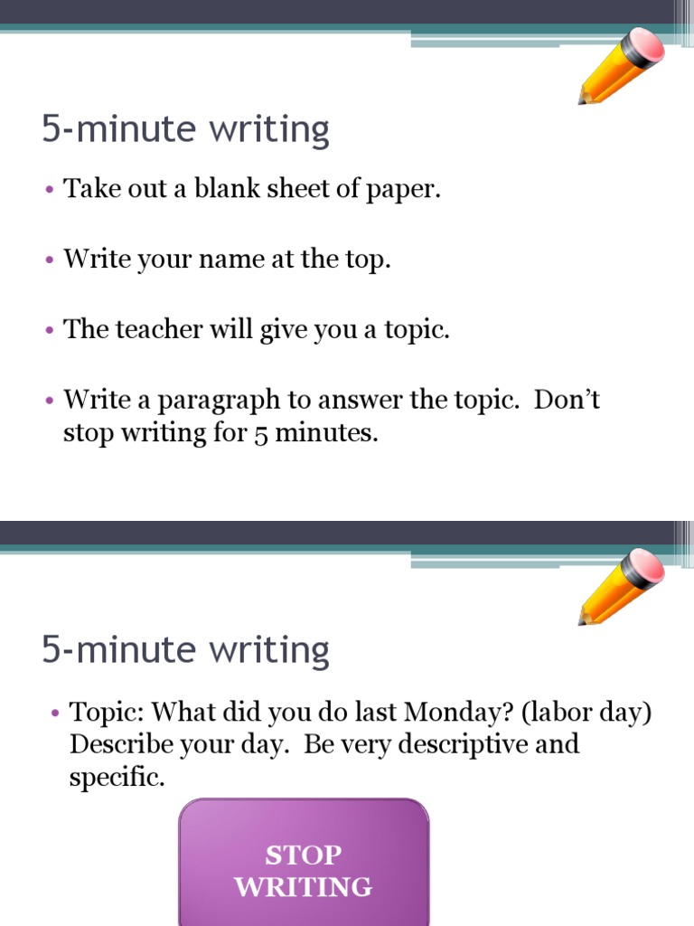 5-Minute Writing Exercise | PDF | Linguistics | Grammar