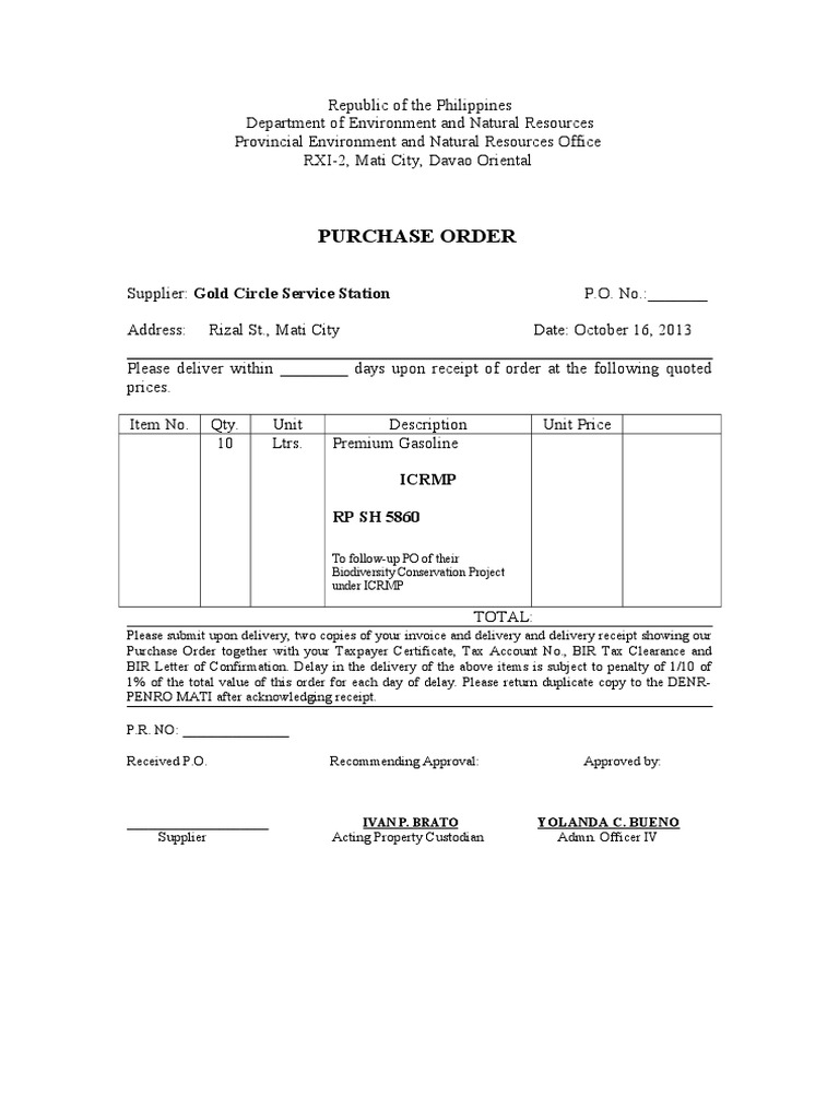 Purchase Order - Petron | PDF | Written Communication | Document
