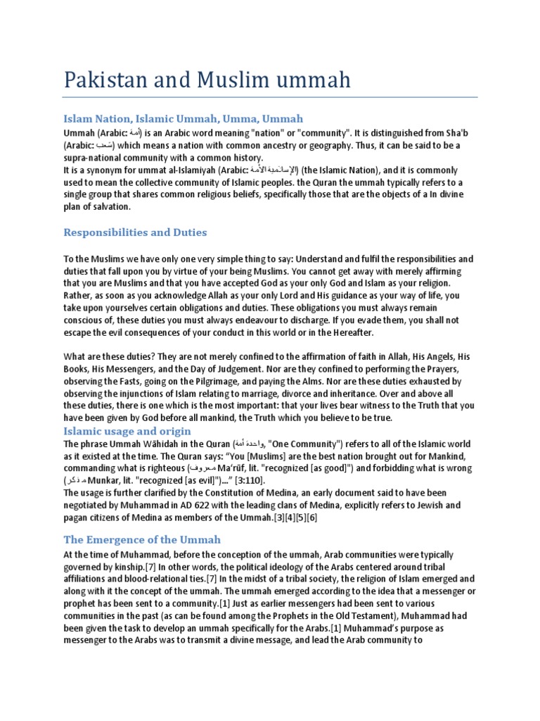 Pakistan and Muslim Ummah: Islam Nation, Islamic Ummah, Umma, Ummah ...
